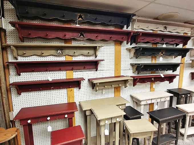 Wall shelves and accent tables in every style imaginable &ndash; from country primitive to sleek modern, waiting to showcase your treasured collections.