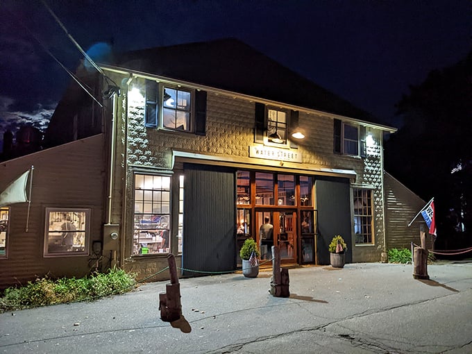 Evening transforms this historic building into a beacon of warmth &ndash; where dinner reservations feel like tickets to a more civilized era.