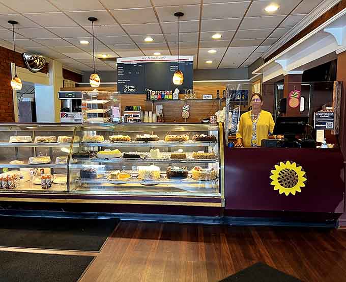 From the entrance, the bakery case beckons with sweet promises &ndash; ensuring that even those who came for coffee leave with cake.