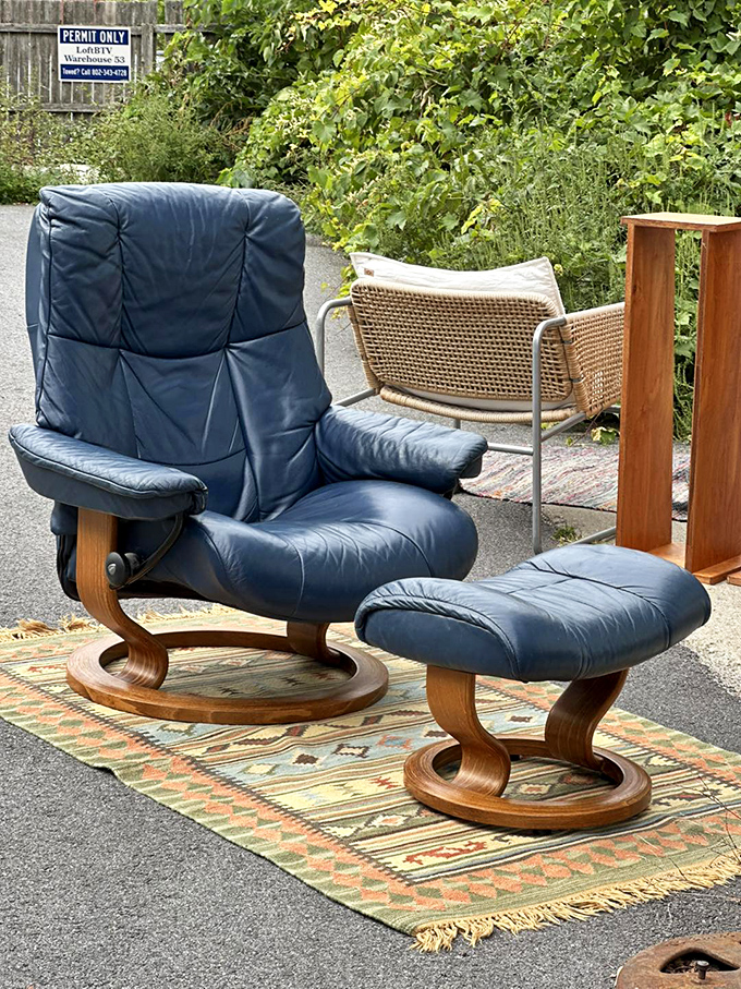 The ultimate relaxation station: this vintage Stressless chair and ottoman have been supporting comfortable lounging since before Netflix was even a concept.