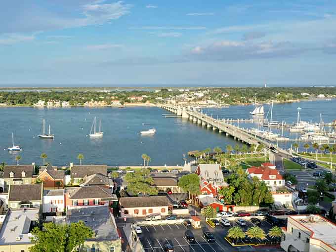 From up here, you can see how history and modern life blend seamlessly, red roofs meeting blue water in a view that never gets old.