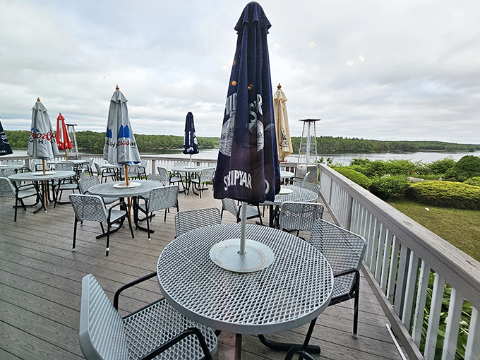 The outdoor deck offers views so gorgeous you might forget to eat - nature's perfect backdrop for seafood feasting.