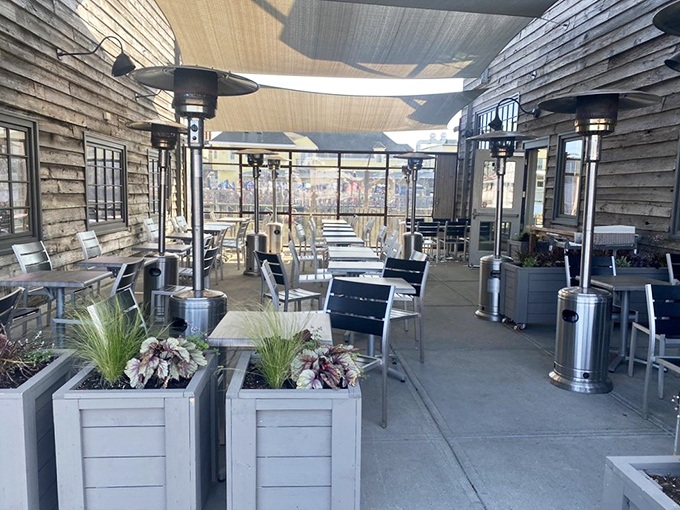 The outdoor seating area offers harbor views that no painting could capture &ndash; paired perfectly with sea breezes and seafood dreams.