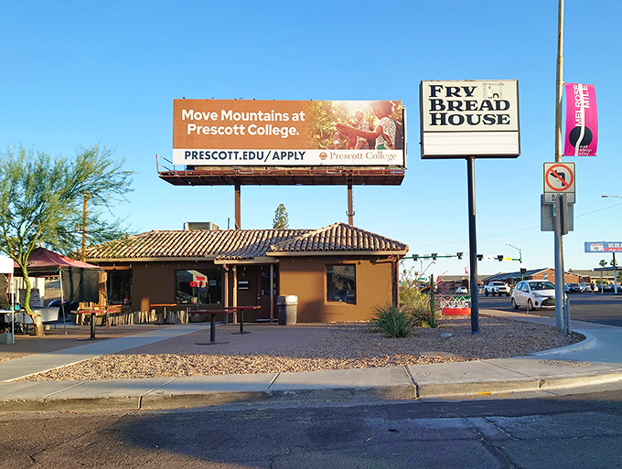 The restaurant's exterior view from the street &ndash; an unassuming treasure that locals know holds some of Phoenix's best food.