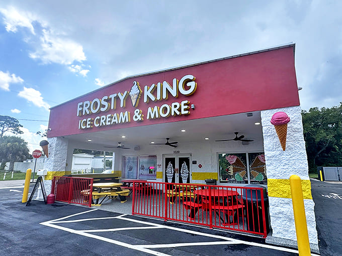 The exterior view that stops traffic and breaks diets. That pink building isn't just a shop&mdash;it's a portal to your happiest childhood memories.
