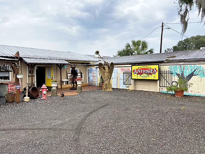 The full exterior view reveals the modest size that belies the treasure trove within. This unassuming building houses generations of American material culture waiting to be rediscovered.