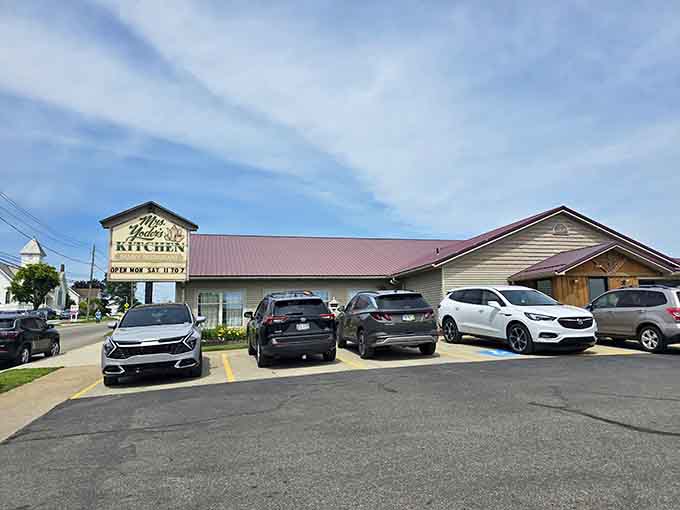 A full parking lot is your first clue that something special awaits inside this unassuming country restaurant building.