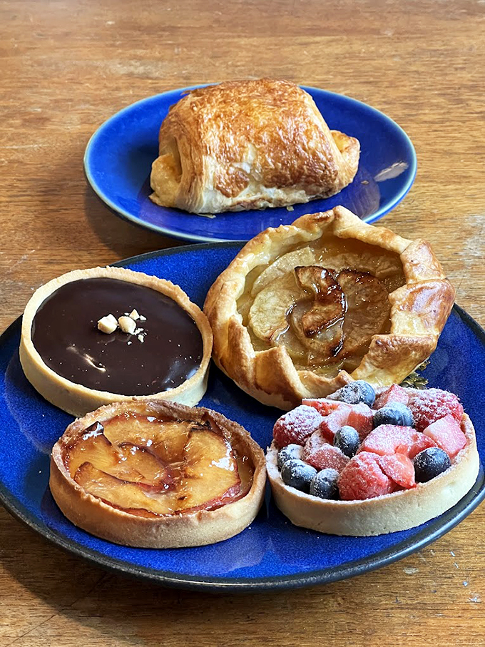 A platter of pure joy. From flaky to fruity, chocolatey to creamy, this spread is like a greatest hits album for your mouth.