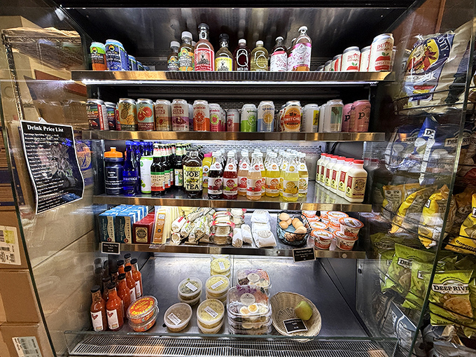 The grab-and-go cooler stocked with local beverages&mdash;the perfect companions to Red Hen's legendary sandwiches.