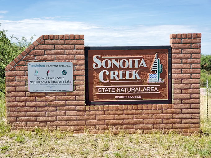 The official entrance sign marks the boundary between everyday life and a protected wilderness where nature still reigns supreme.