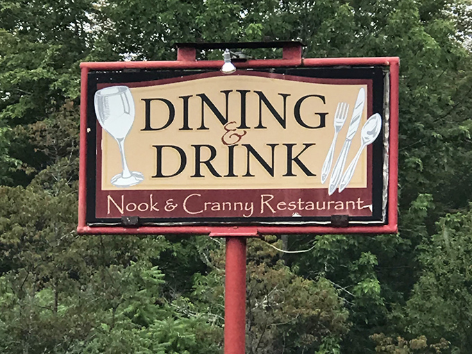 The restaurant's sign promises exactly what awaits inside &ndash; a place where dining and drinking become memorable experiences rather than mere transactions.