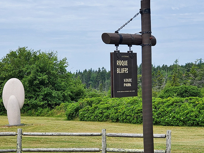 The sign says Roque Bluffs State Park, but it might as well read "Paradise Found" for those who appreciate natural beauty.