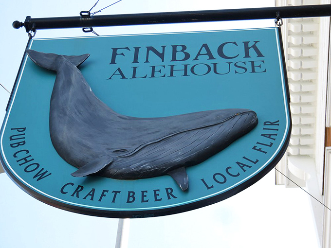 The iconic Finback whale sign &ndash; a beacon for hungry travelers and a symbol of the authentic Maine experience waiting inside.