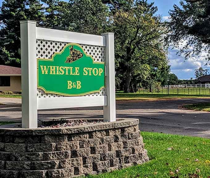 The Whistle Stop sign welcomes you to an experience that's anything but your average bed and breakfast stay.