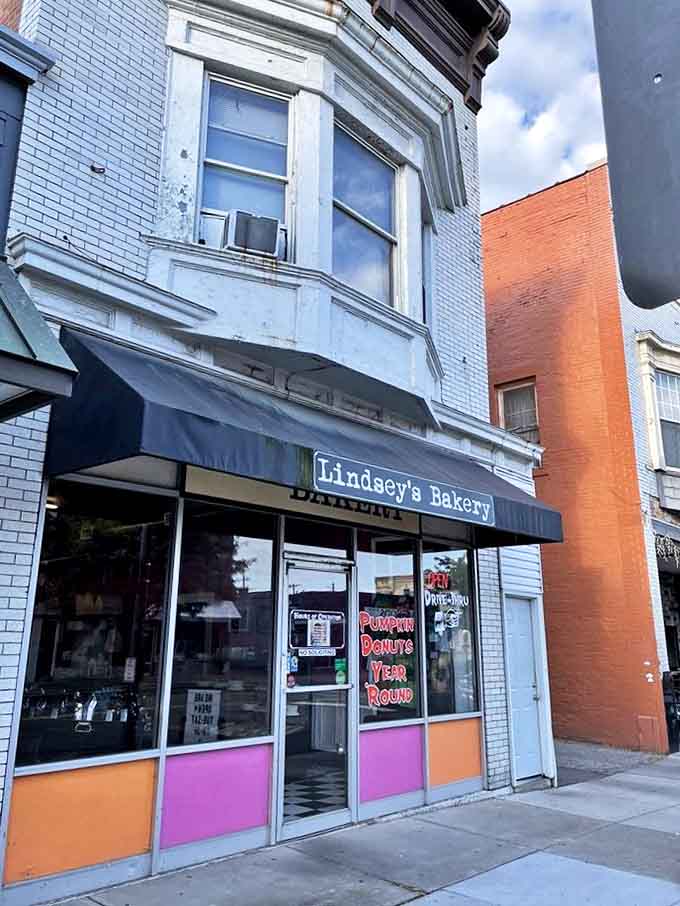 The storefront's colorful lower panels and classic awning have become a beacon for carb-lovers and a cornerstone of downtown Circleville's charm.