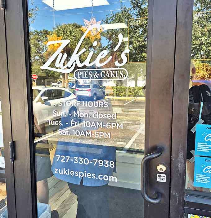 The door sign reveals the bakery's schedule &ndash; creating a sense of anticipation and reminding us that good things can't be rushed.