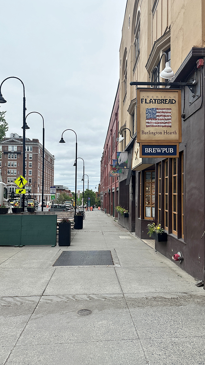Burlington's culinary beacon &ndash; the American Flatbread sign promises exceptional food and drink to lucky passersby.