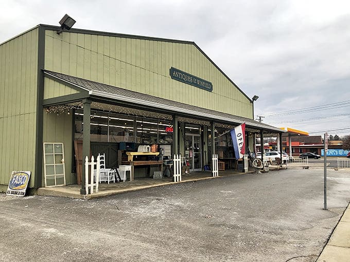 The unassuming exterior belies the wonderland within &ndash; Antiques of Winfield's simple storefront invites curious explorers to step back in time.