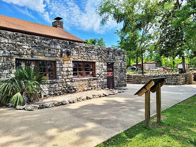 The park's historic stone visitor center welcomes explorers with rustic charm, built by the CCC during the Great Depression.