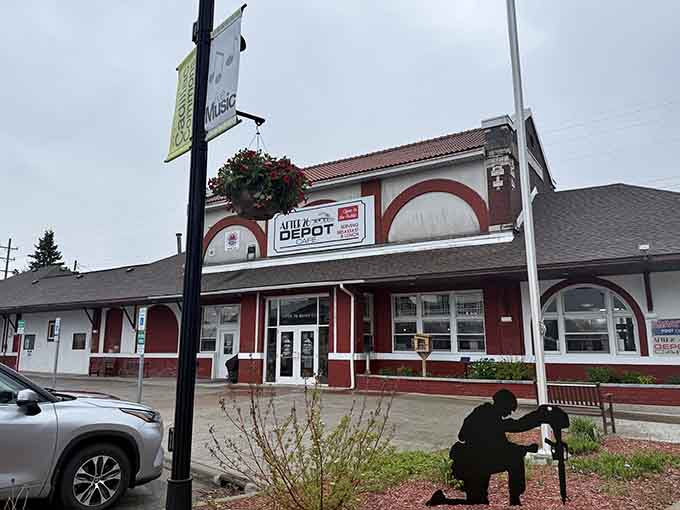The exterior's classic architecture makes this former train station impossible to miss, standing proud as both a historic landmark and a beloved local restaurant.