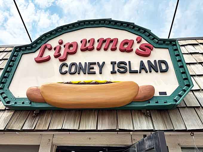 Signage: The iconic Lipuma's sign with its cartoonish hot dog promises simple pleasures executed perfectly &ndash; a beacon for Coney aficionados throughout Michigan.