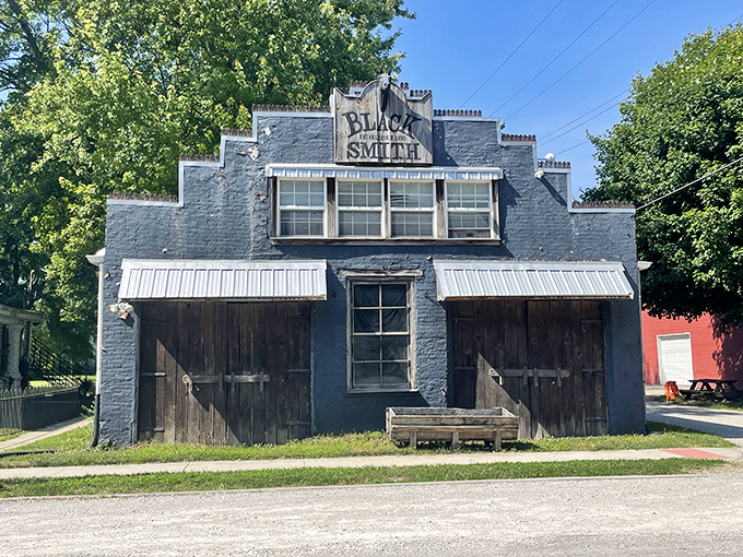 The historic blacksmith shop stands as a reminder of the skilled craftsmen who once kept the community's tools and equipment in working order.