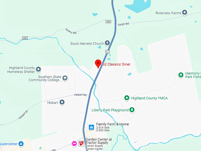 16. 62 classics' diner map