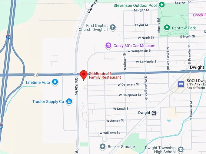 16. old route 66 family restaurant ( dwight, il) map result