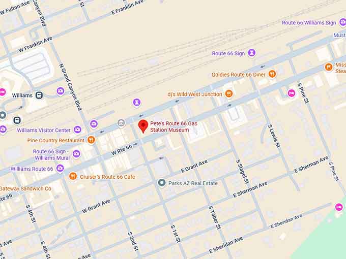 16. pete's route 66 gas station museum (williams, arizona) map
