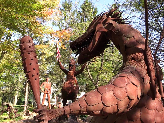 Jurassic Park meets Rust-ic Park! This metal menagerie brings prehistoric creatures back to life, one scrap at a time.