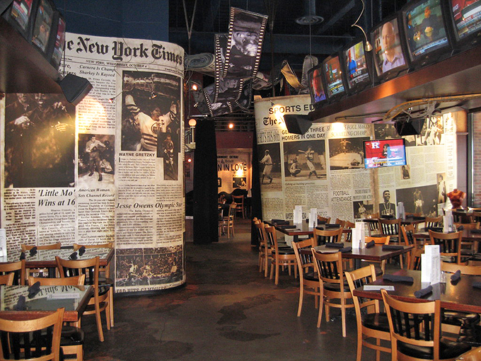 Step into yesterday's headlines! The News Room serves up a feast for both eyes and stomach, with walls plastered in newsprint nostalgia.
