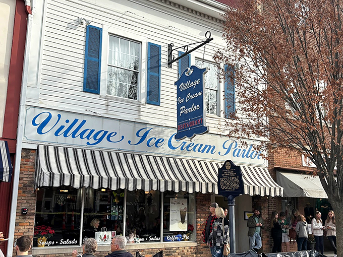 Stripes, scoops, and smiles! The Village Parlor in Lebanon isn't just serving ice cream; it's dishing out time travel by the spoonful. With its classic awning and charming facade, you'll swear you've stumbled into a 1950s postcard. Just don't check your phone, or the illusion's ruined!