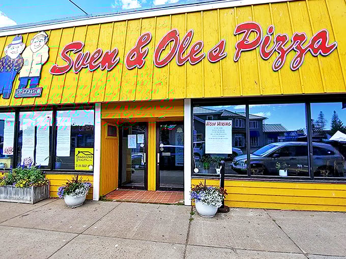 Where Vikings meet pizza perfection. The cartoon mascots might fool you, but these pies are seriously good eats with a view.