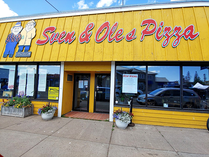 Where Vikings meet pizza perfection. The cartoon mascots might fool you, but these pies are seriously good eats with a view.