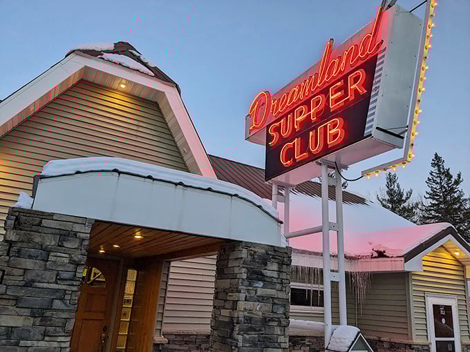 Winter wonderland meets culinary paradise. Icicles and warm light create a cozy contrast that's pure Wisconsin magic.