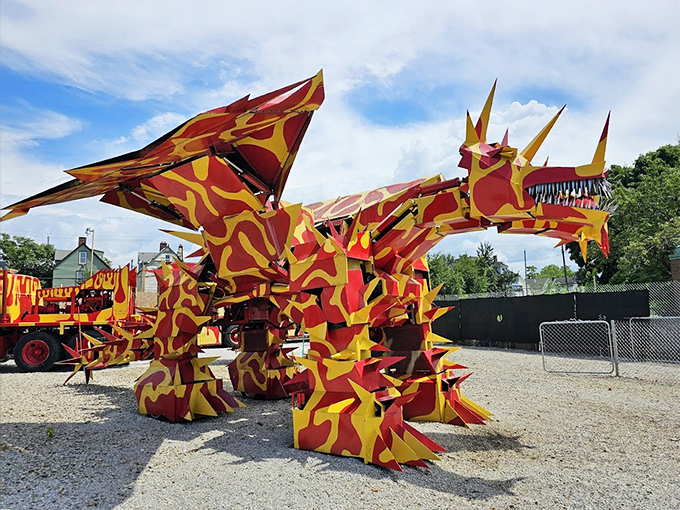 Honey, I mutated the pickup! Tim Willis's Cleveland creation is what happens when Mad Max meets Monster Jam in a fever dream. These vehicular Frankensteins sport more teeth than a great white shark and enough horsepower to make a NASCAR driver blush. Just don't get too close &ndash; they might mistake your car for a snack!