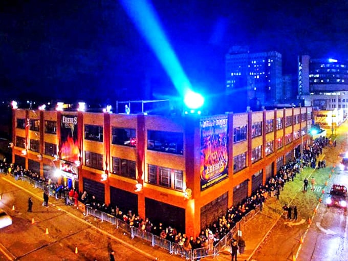 Soaring above Mount Vernon, this aerial view reveals the park's perfect marriage of geometric precision and natural flow, like a landscape architect's dream.