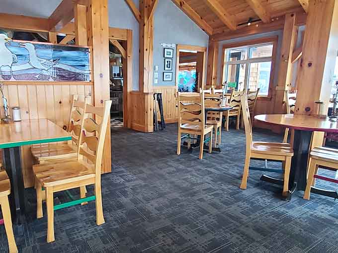 Warm wood tones and natural light create a space that feels both rustic and welcoming.