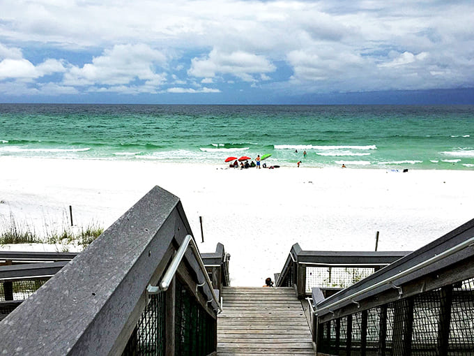 A handful of lucky beachgoers enjoy what might be Florida's most pristine shoreline, where crowds are refreshingly absent.