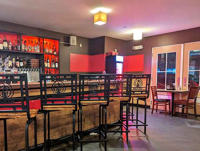 Inside Blaze, warm lighting and thoughtful design create an inviting atmosphere where great food and good times naturally converge.