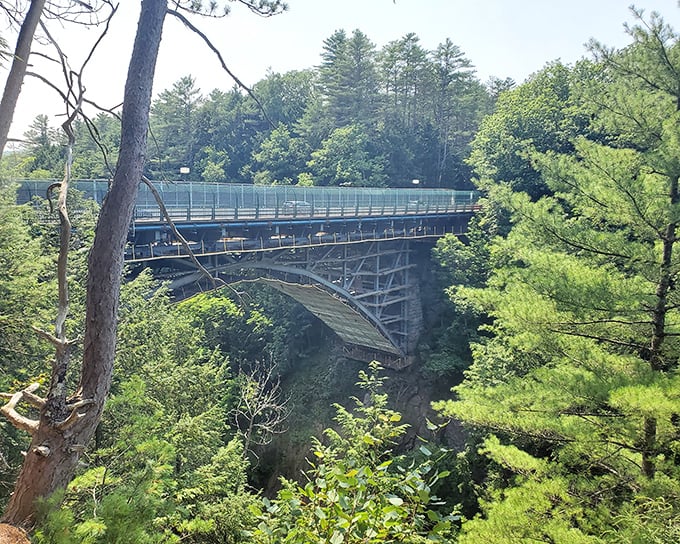 Engineering meets wilderness at the historic Quechee Gorge Bridge, offering vertigo-inducing views that'll make your stomach do somersaults.