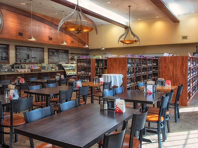 Step inside to find warm lighting, dark wood tables, and enough Italian products to stock a small village in Tuscany.