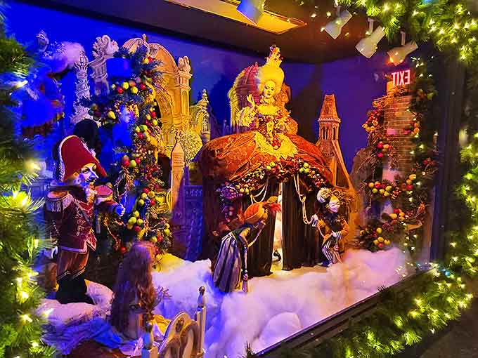 This elaborate holiday display combines royal elegance with festive charm &ndash; Christmas with a side of "Off with their heads!"