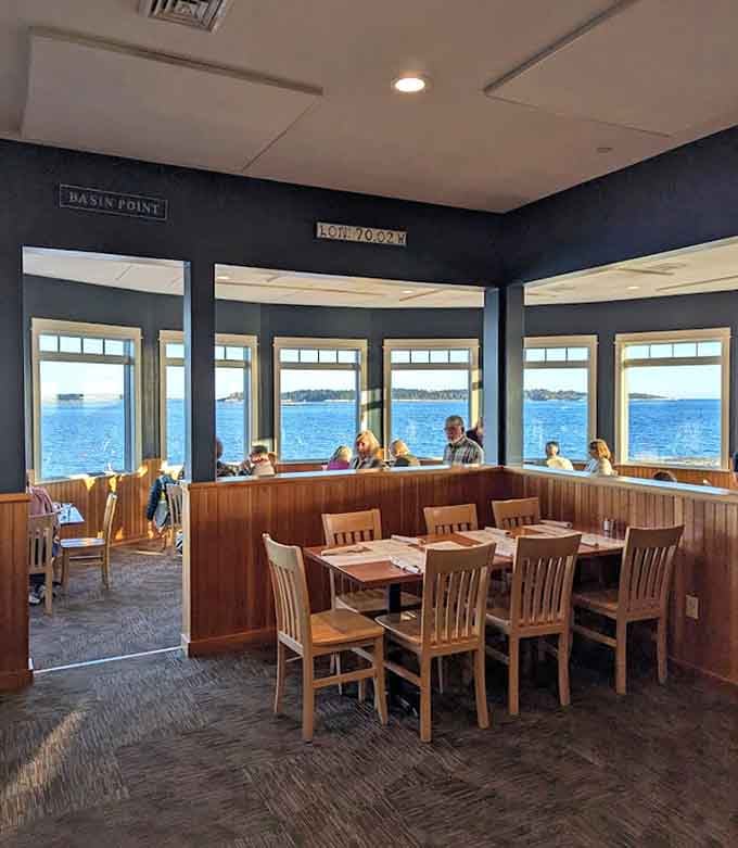 Those windows aren't just for show; they're your front-row seats to Casco Bay's greatest hits while you dine.