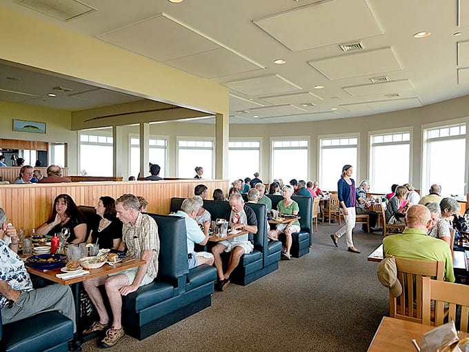 Inside, large windows frame Casco Bay views while diners enjoy some of Maine's finest seafood in comfortable, unpretentious surroundings.