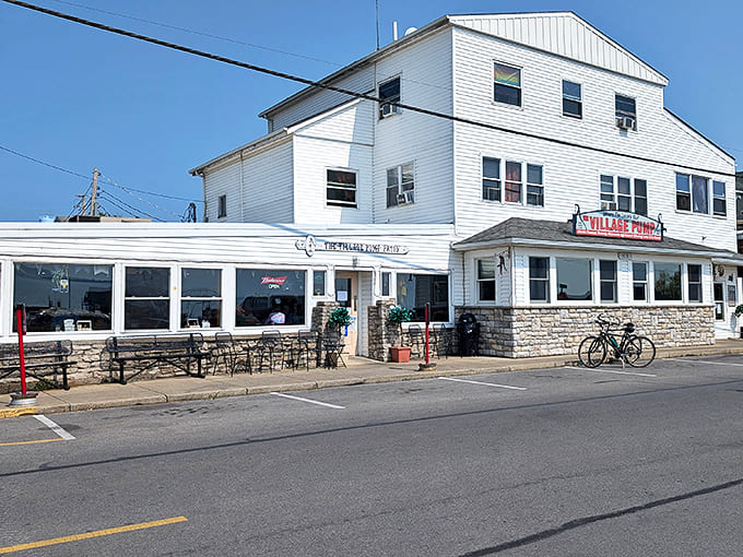 The Village Pump: This white clapboard island institution has been serving up perch sandwiches and cold beers to sailors and cyclists for generations.
