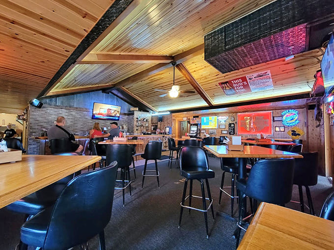 Wood-paneled walls and comfortable seating create the perfect backdrop for serious rib consumption and casual conversation.