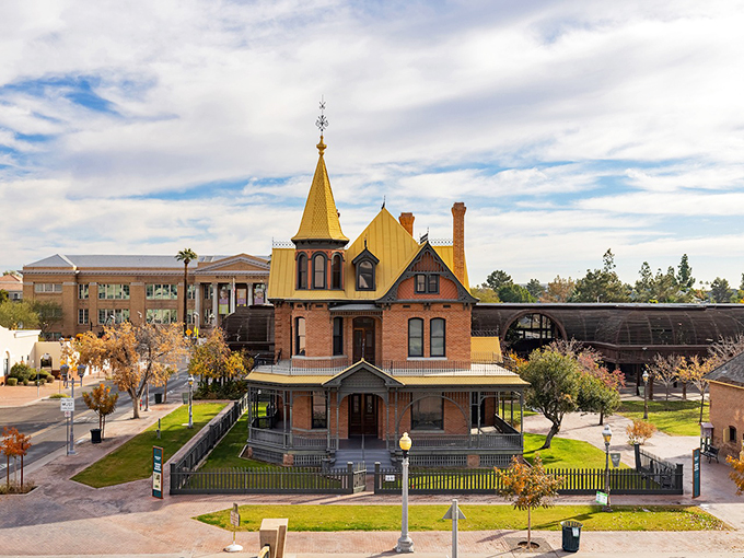 A splash of sunshine yellow amid the urban landscape, the Rosson House stands proud, a testament to Phoenix's vibrant past.