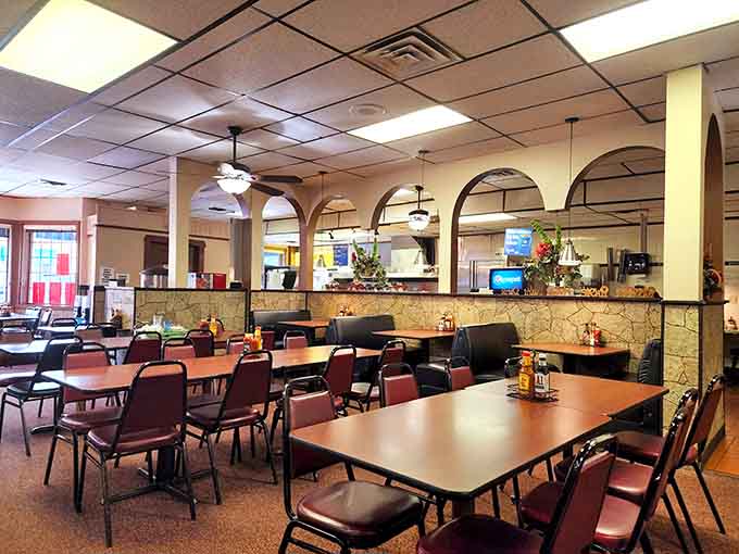 The spacious dining room welcomes everyone from families to solo diners seeking Minnesota's most talked-about gyros.