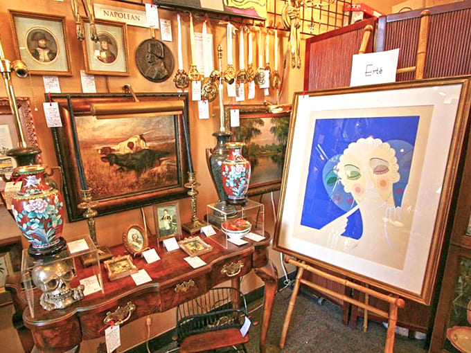 Like a museum where everything's for sale, the shop's walls showcase artwork spanning centuries &ndash; each frame holding stories waiting to be discovered.